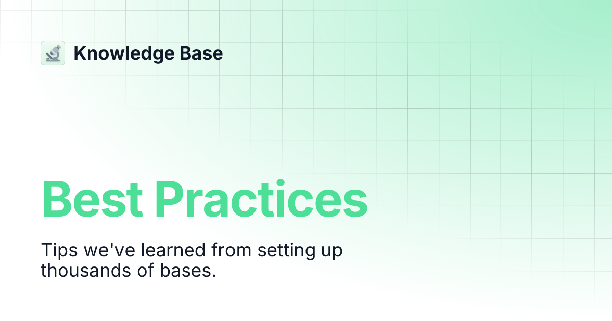 Best Practices | Knowledge Base